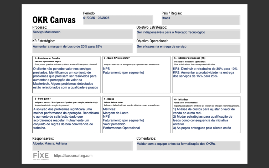 Baixe gratuitamente o Template OKR